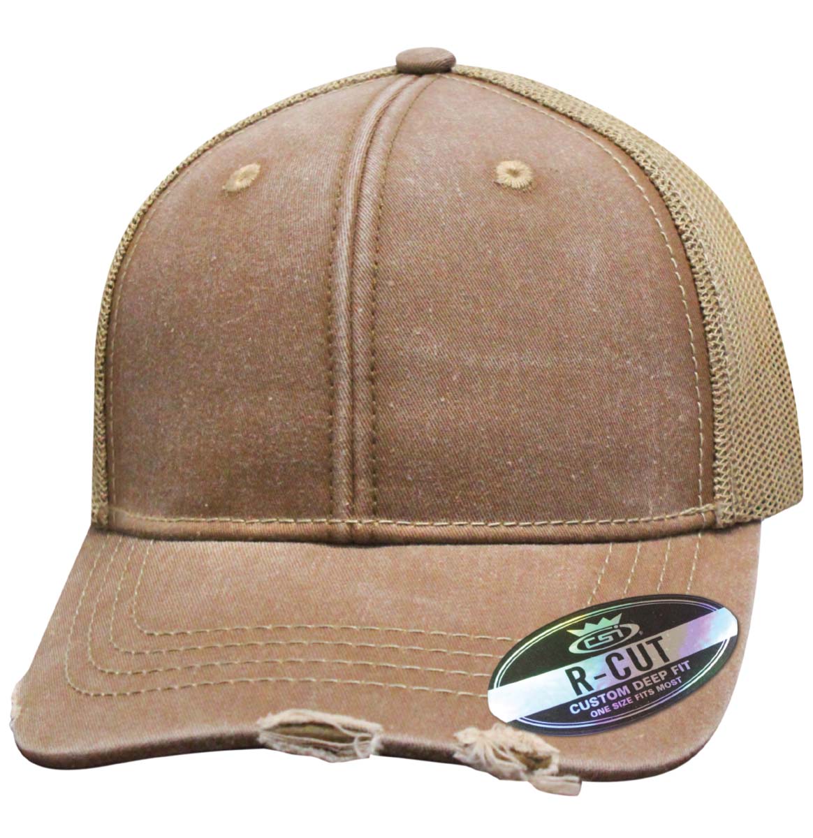 35DIS Distressed Bill Blank - Brown / Khaki – Capsmith Inc