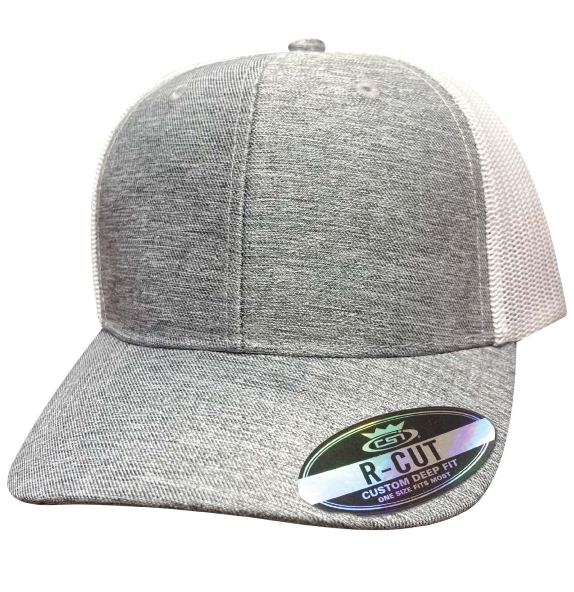 75RCT Poly Heather R-Cut Blank Cap - Light Gray / White – Capsmith Inc