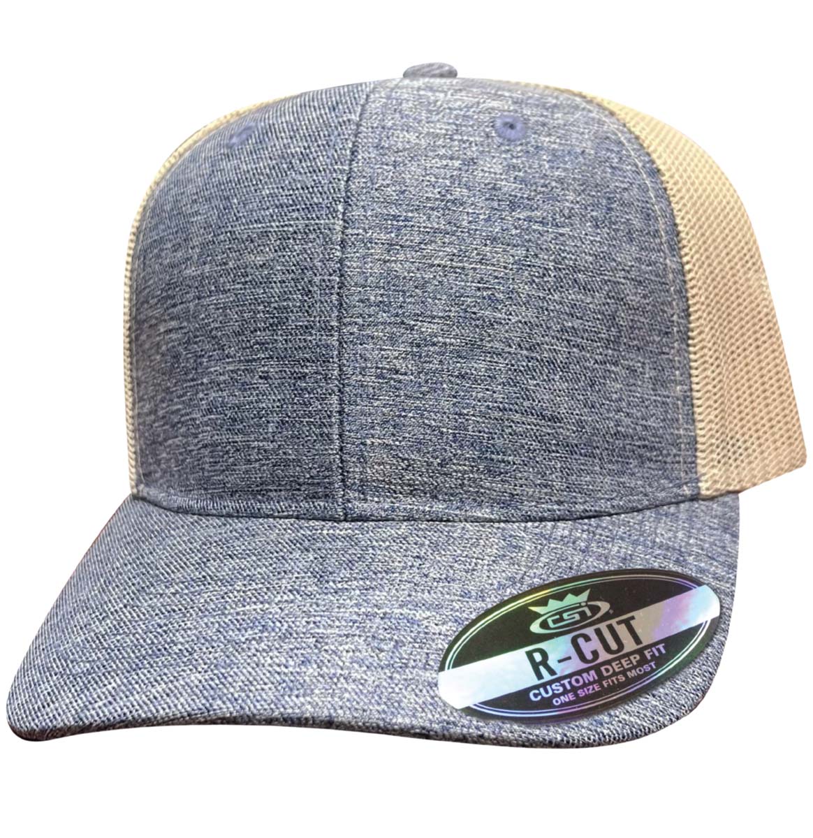 75RCT Poly Heather R-Cut Blank Cap - Navy / Stone – Capsmith Inc